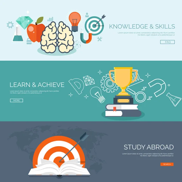 Flat concept education backgrounds set. Back to school. Distance ...