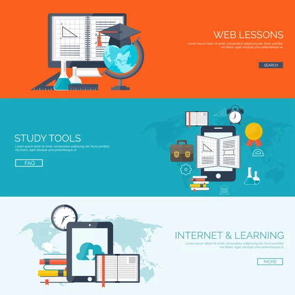 Vector illustration. Flat backgrounds set. Distance education ,learning ...