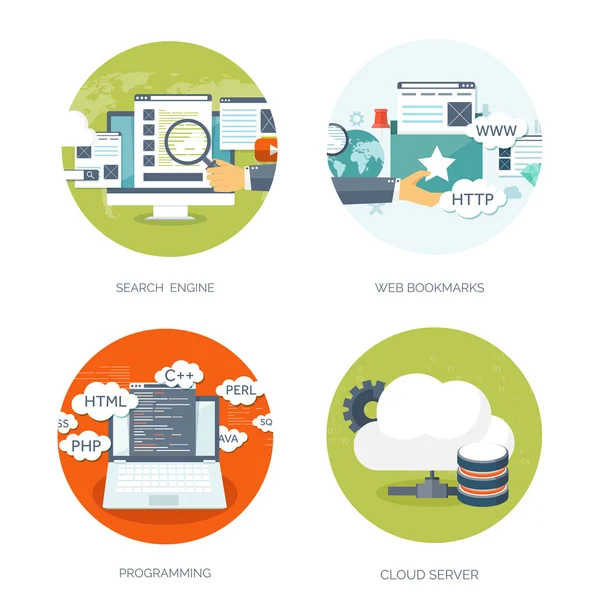 Set of modern flat design icons for application development or software app programming. Web ...