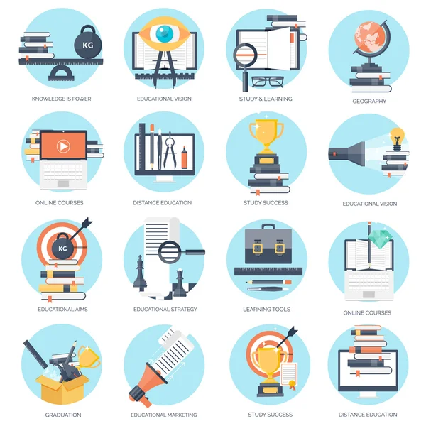 Flat vector illustration. Study and learning concept backgrounds set ...