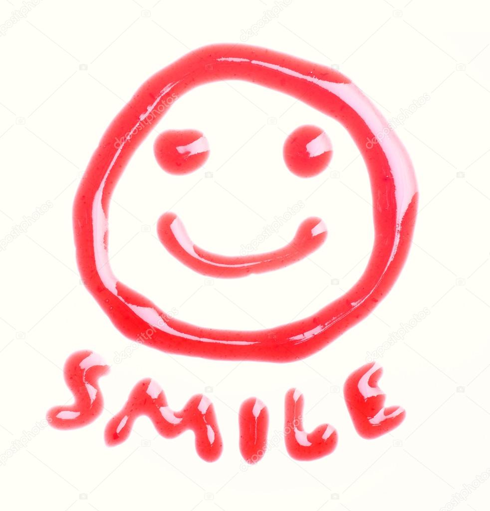 Smiley face made of cherry syrup — Stock Photo © whitestorm4 #90430566