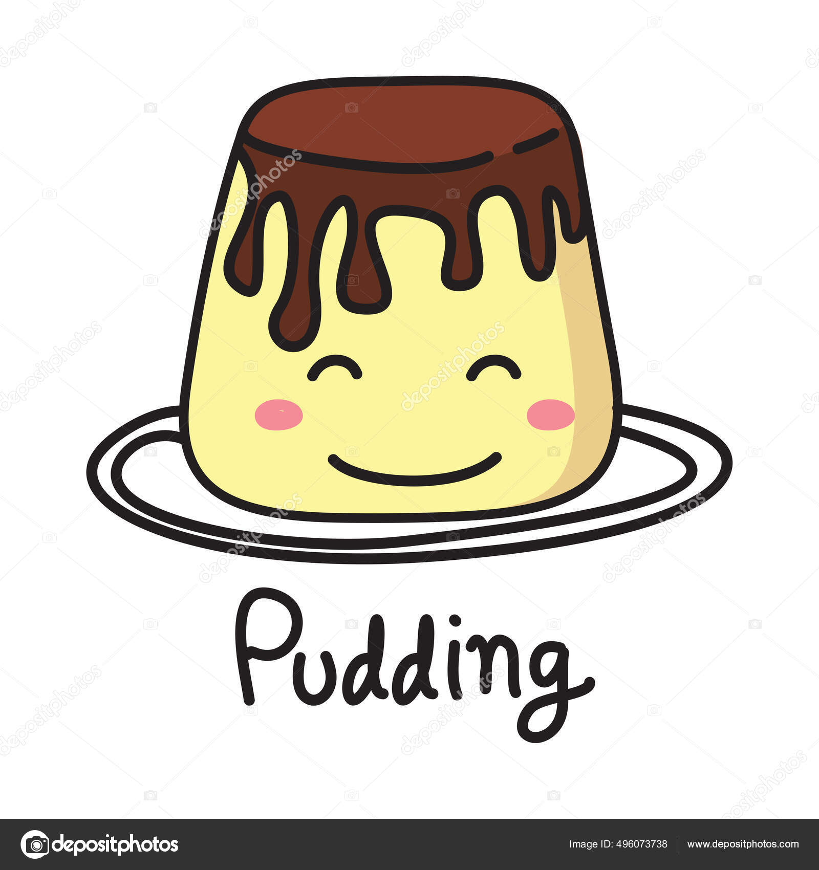 Leuke Pudding Mascotte Karakter Cartoon Vector Geïsoleerd Een Witte ...