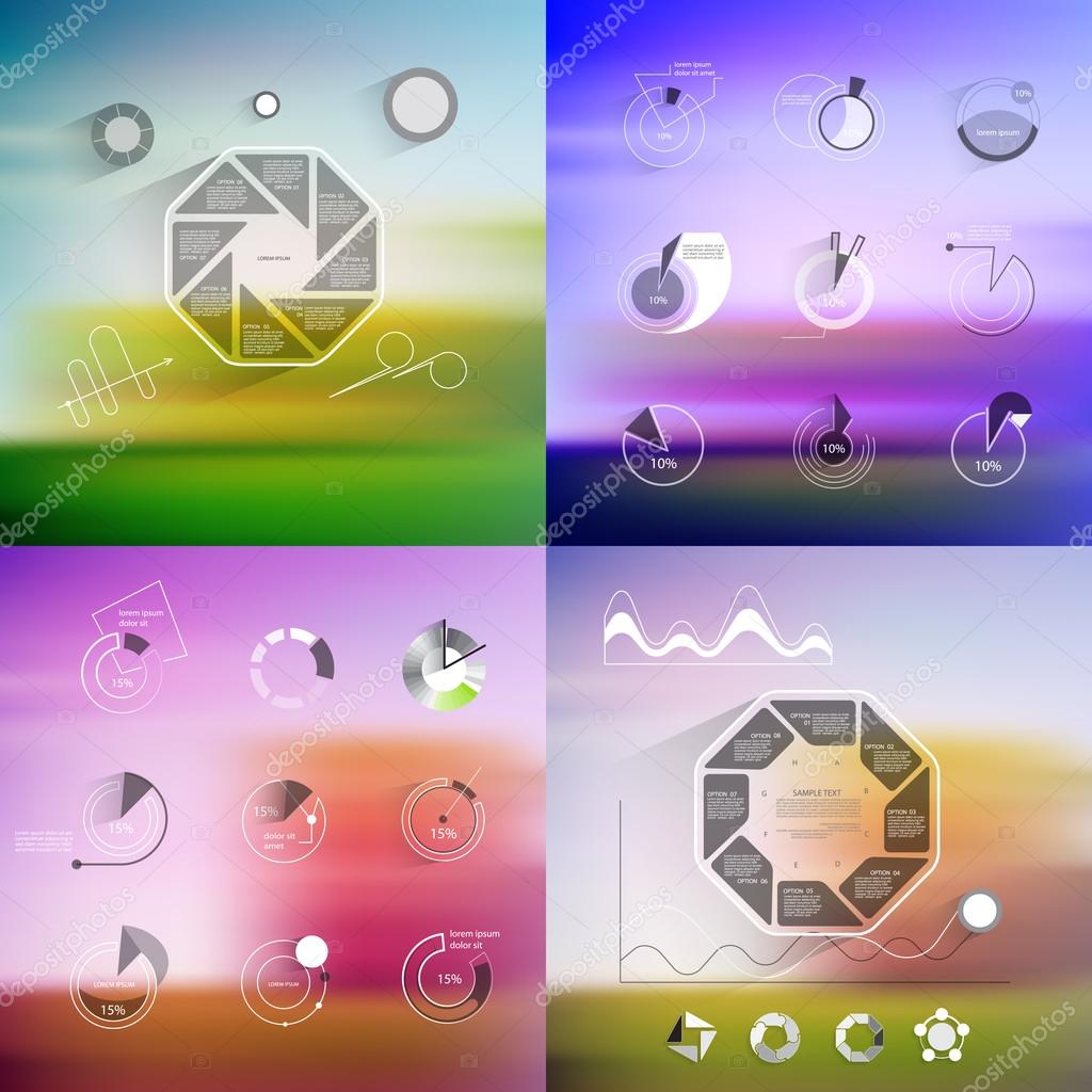 Set of diagrams and charts with blurred background Stock Vector by ...
