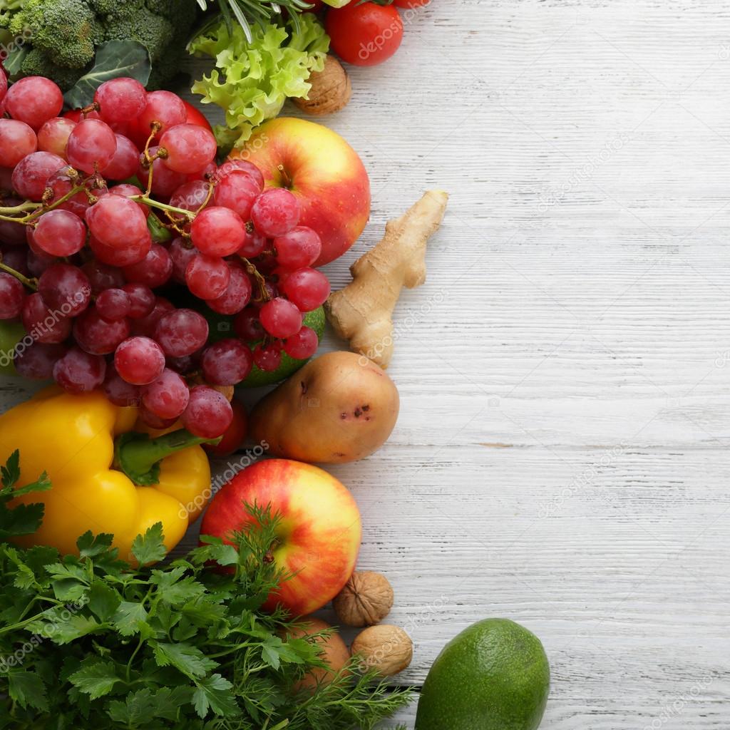 productos frescos en las tablas, fondo de los alimentos 2023