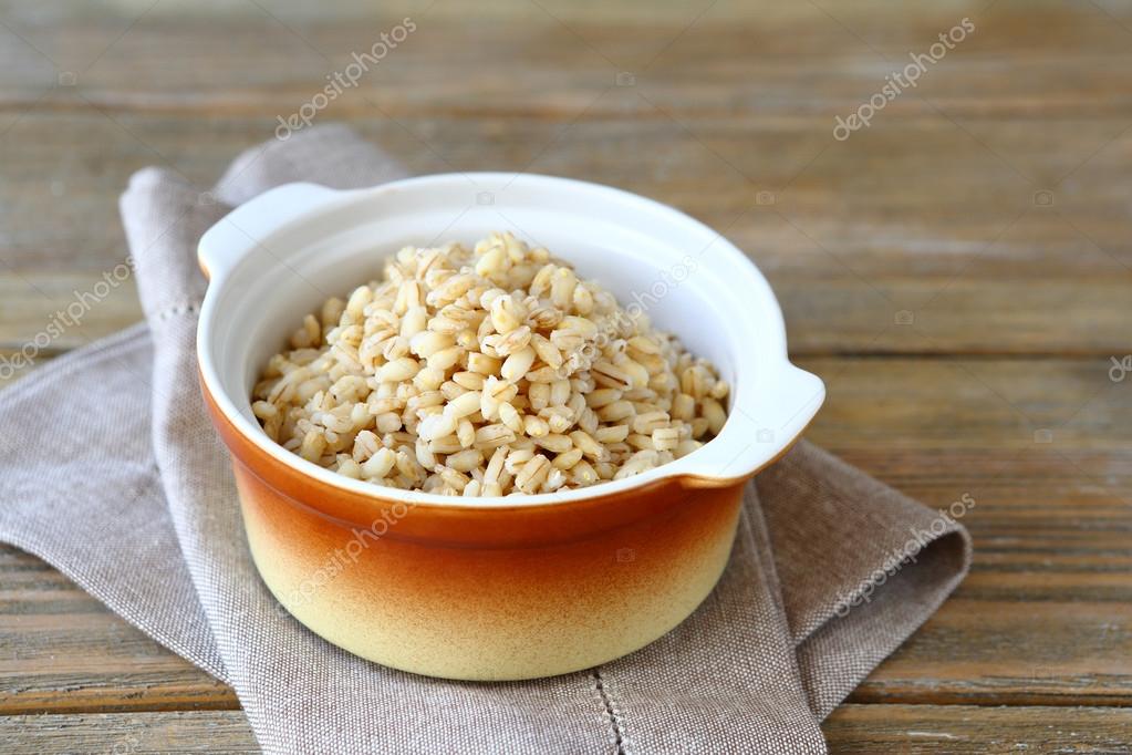 Pearl barley in a ceramic pot Stock Photo by ©olhaafanasieva 54900805