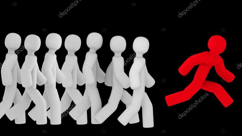 Red Figure Among Grey and White — Stock Photo © RuslanLarin #63012369