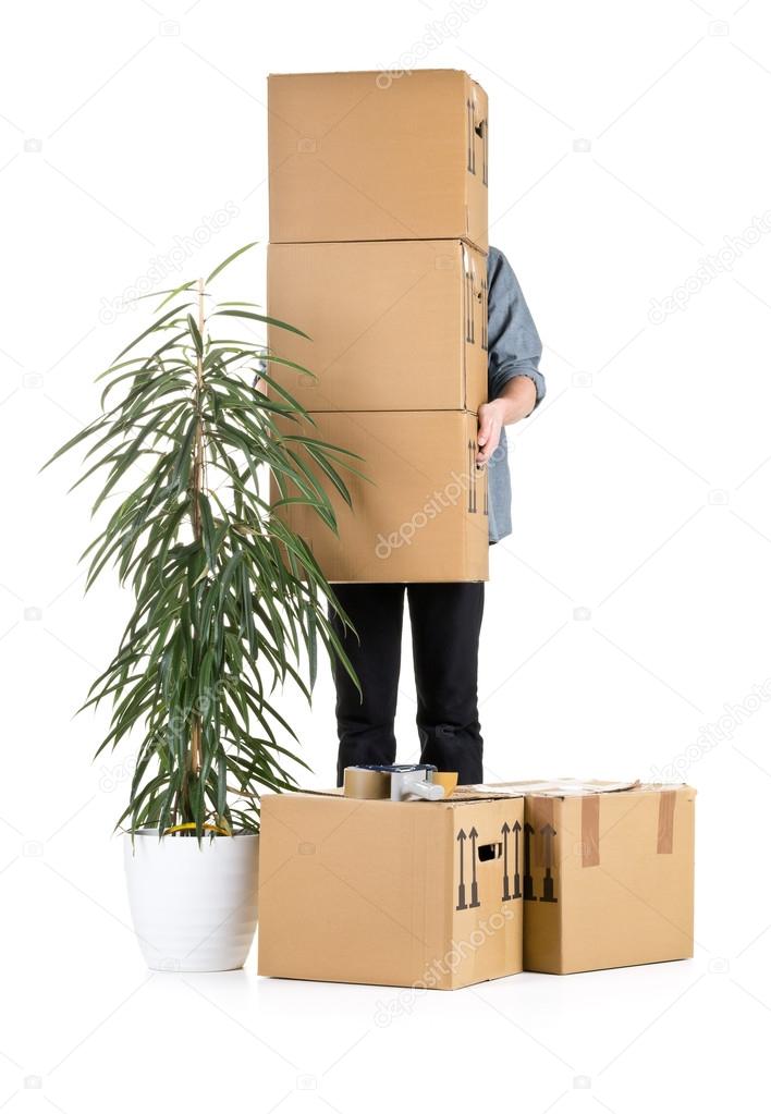 Man lifting moving carton boxes Stock Photo by ©shawn_hempel 103393812