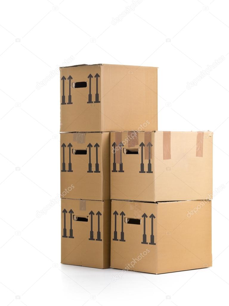 Moving carton boxes stack Stock Photo by ©shawn_hempel 107670838