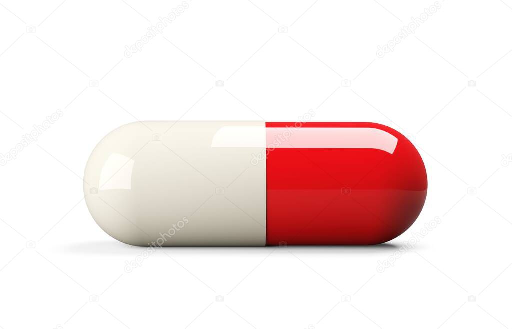 Beyaz Zemin Üzerinde Kırmızı Beyaz Hap Kapsülü Tıbbi Tedavi Ilaç | Stok ...