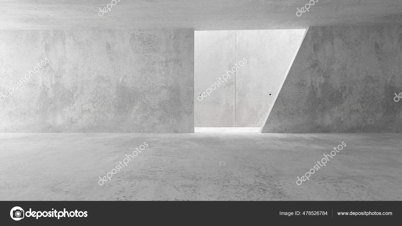 Abstract Empty Modern Concrete Room Indirect Lighting Diagonal Wall ...