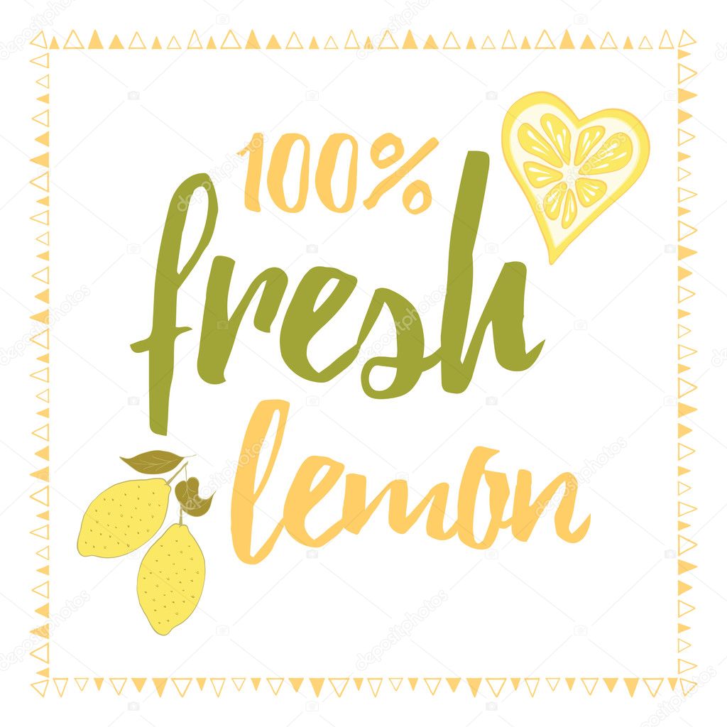 Vector print with fresh cute abstract lemon and lettering. Typographic ...