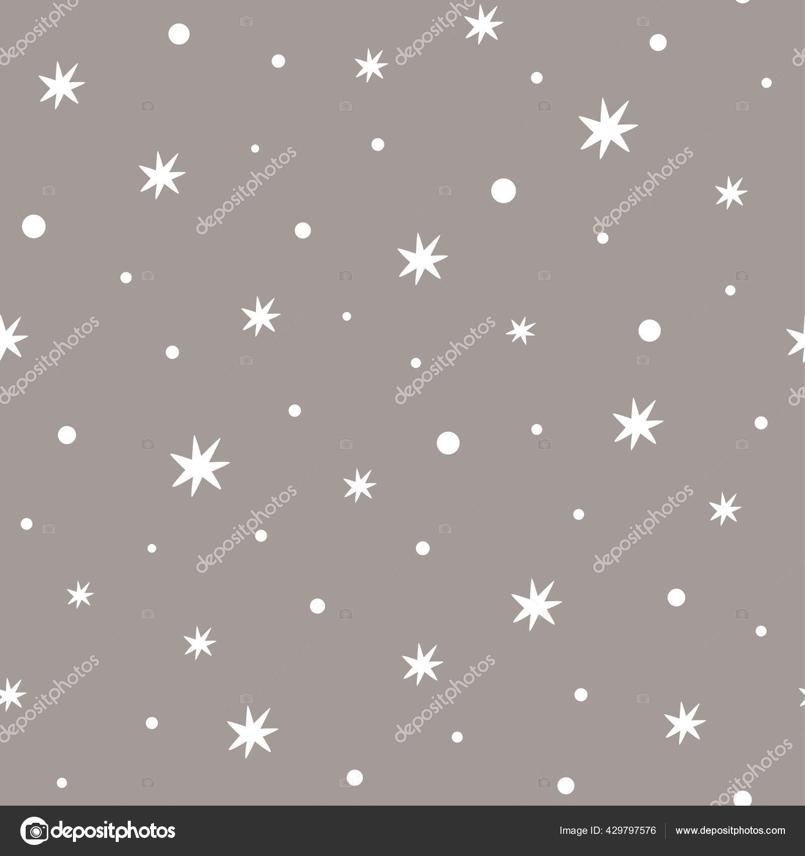 Grey Starry Seamless Pattern Decorated White Stars Dotts Sweet ...