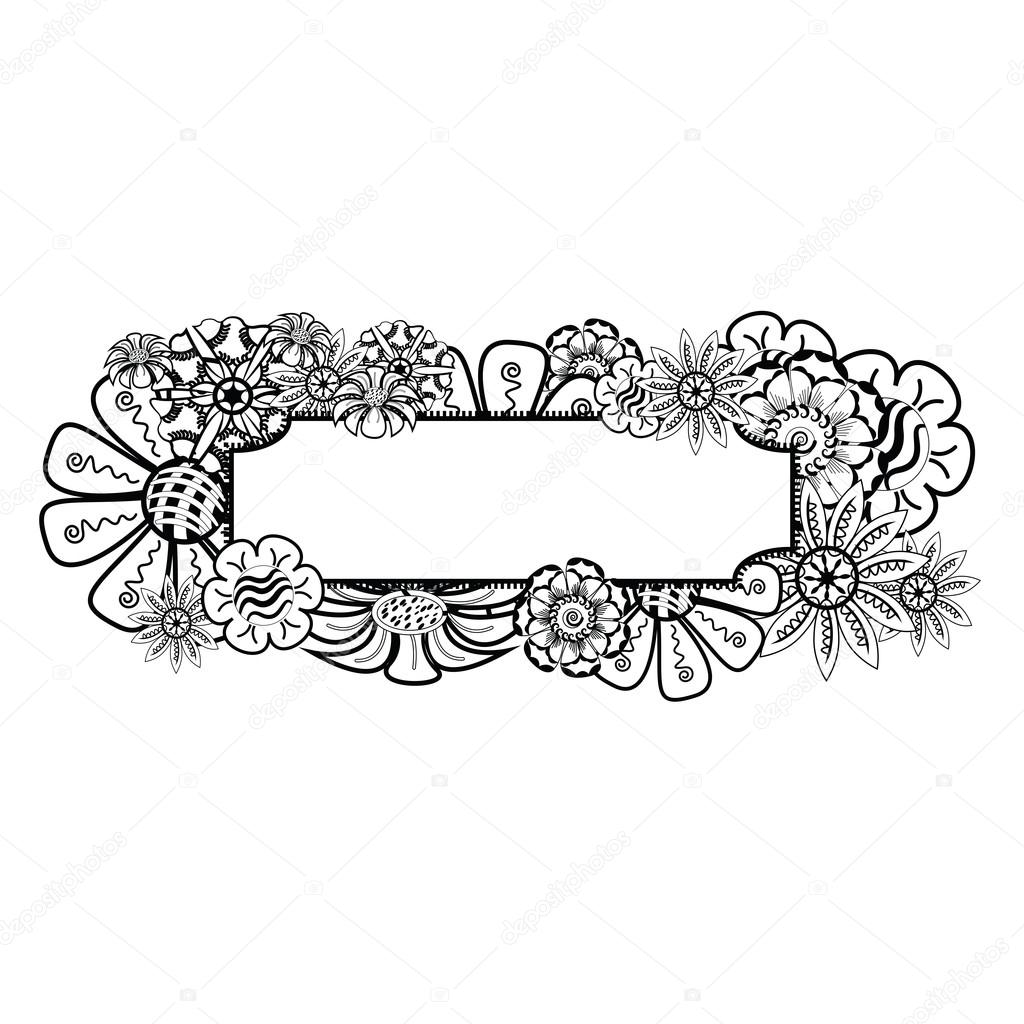 Vector Zentangle Frame - Hand Drawn. Vector pattern. Stock Vector Image ...