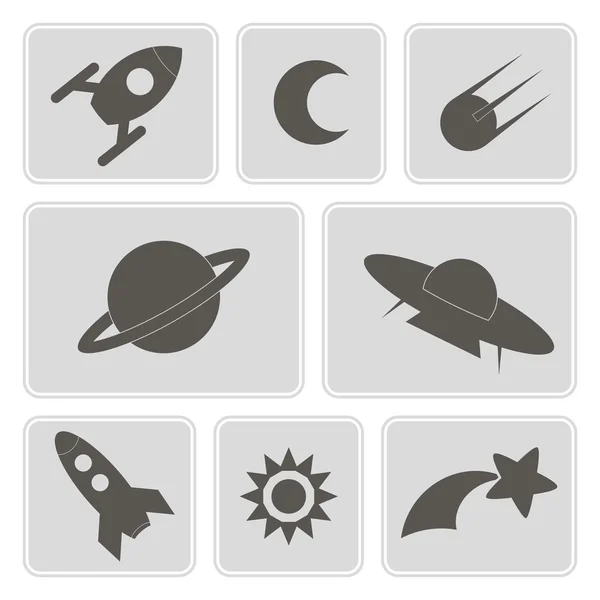 Set of monochrome icons with planets of the solar system for your ...