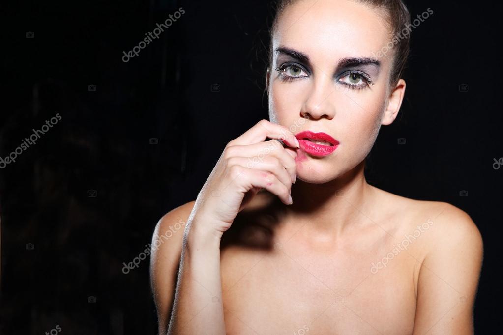 Red lips, anger and disappointment — Stock Photo © robertprzybysz #56124809