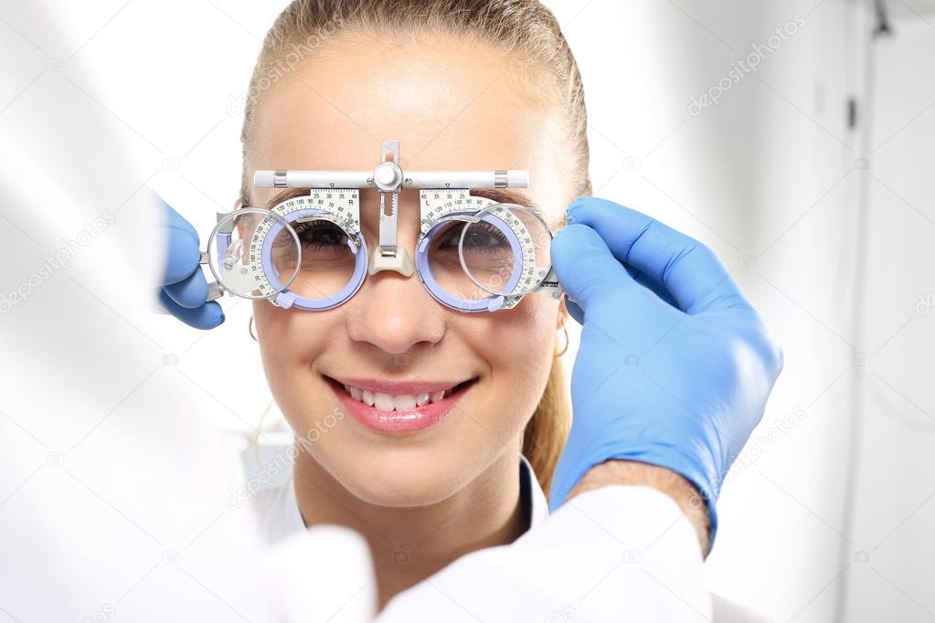Glasses progressive selection of corrective lenses. — Stock Photo ...