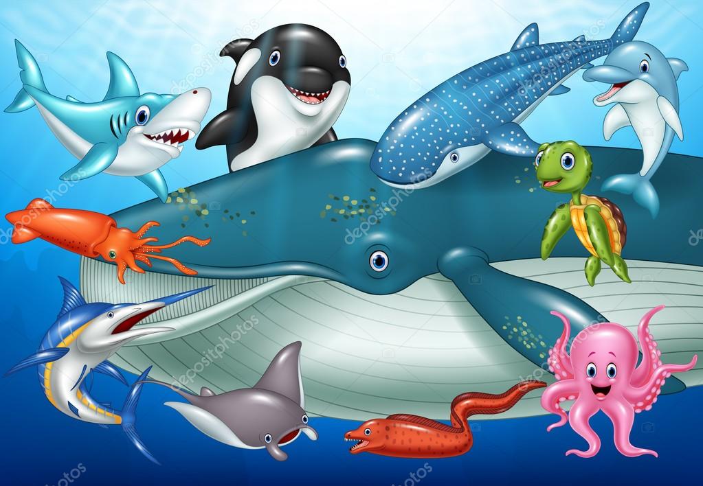 Мультяшные морские животные Стоковый вектор ©tigatelu 121032018