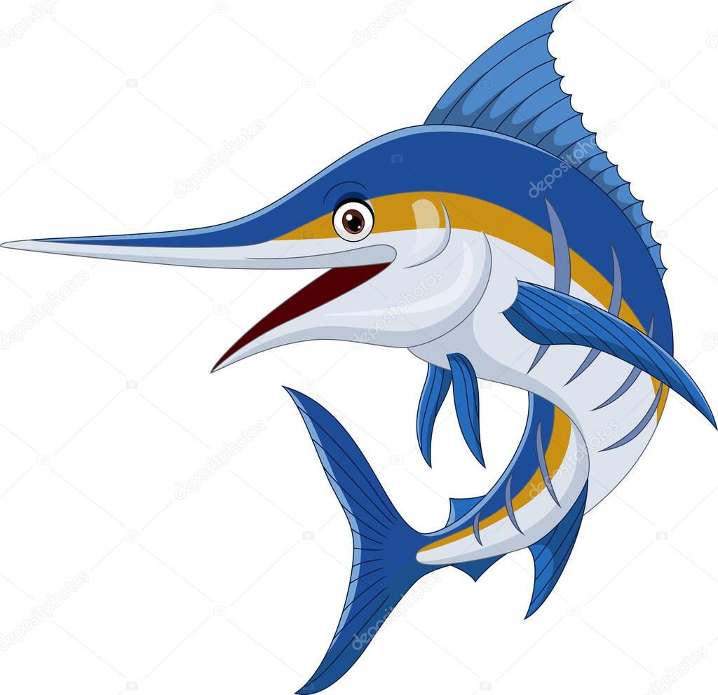 Ilustración vectorial de peces marlin de dibujos animados aislados ...