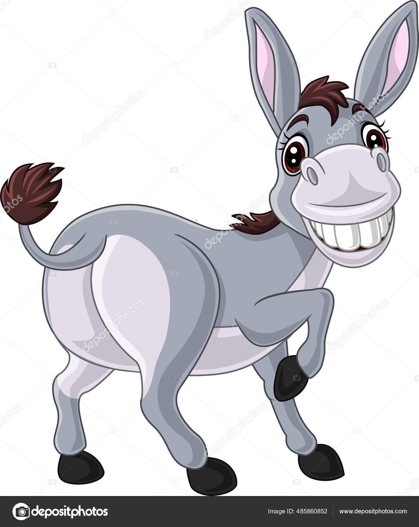 Vector Illustration Cartoon Happy Donkey White Background Stock Vector ...