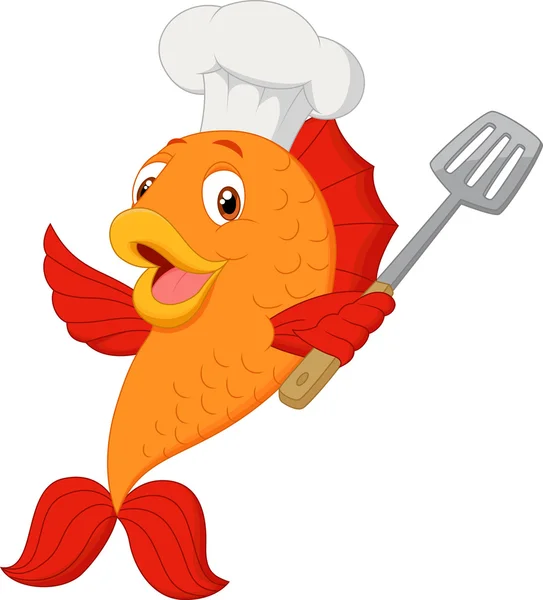 Funny cartoon cook fish — Stock Vector © starlight789 #12812060