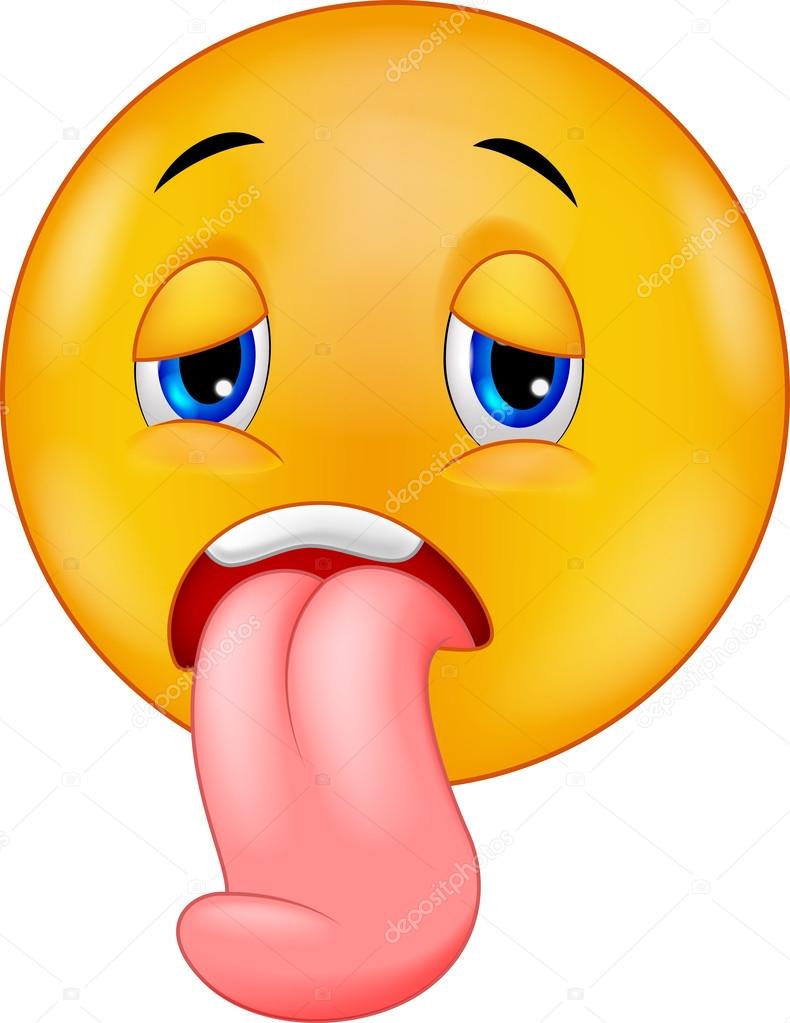 Emoticono agotado caricatura sonriente 2023