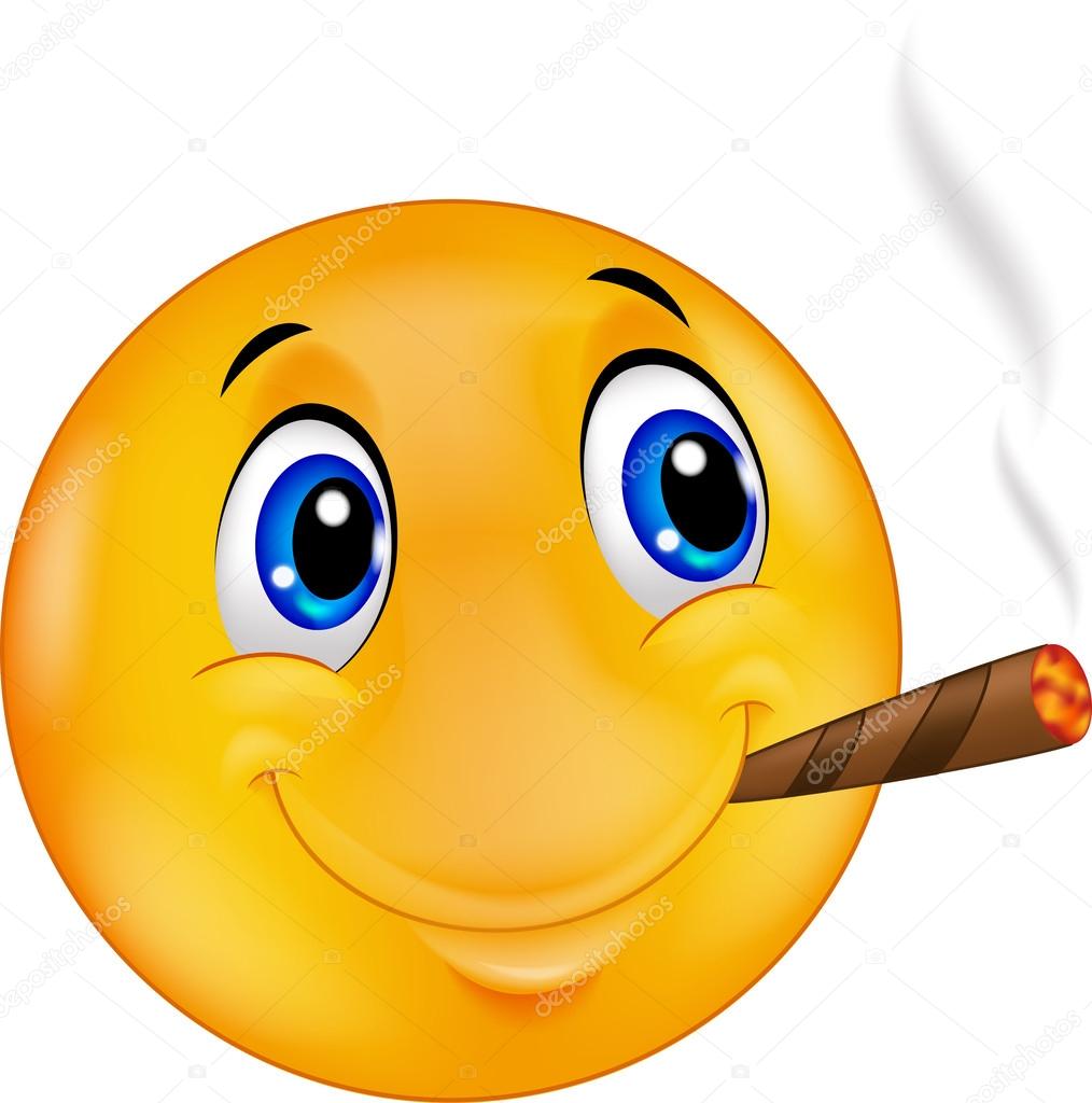 Vector illustration of Cartoon Emoticon smiley smoking cigar premium ...