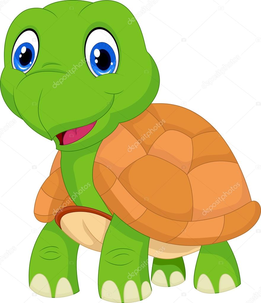 Linda tortuga verde de dibujos animados 2025