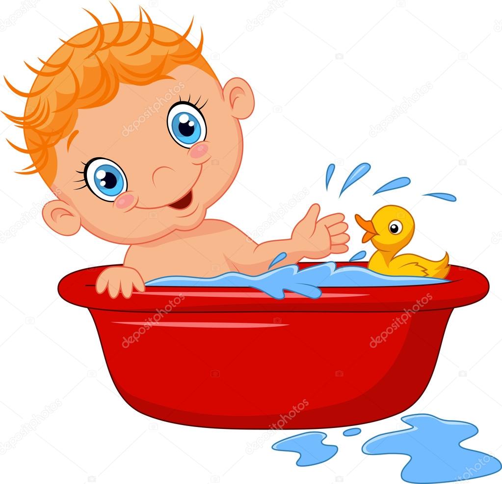 Cartoon baby in a bath splashing water Stock Vector Image by ©tigatelu ...