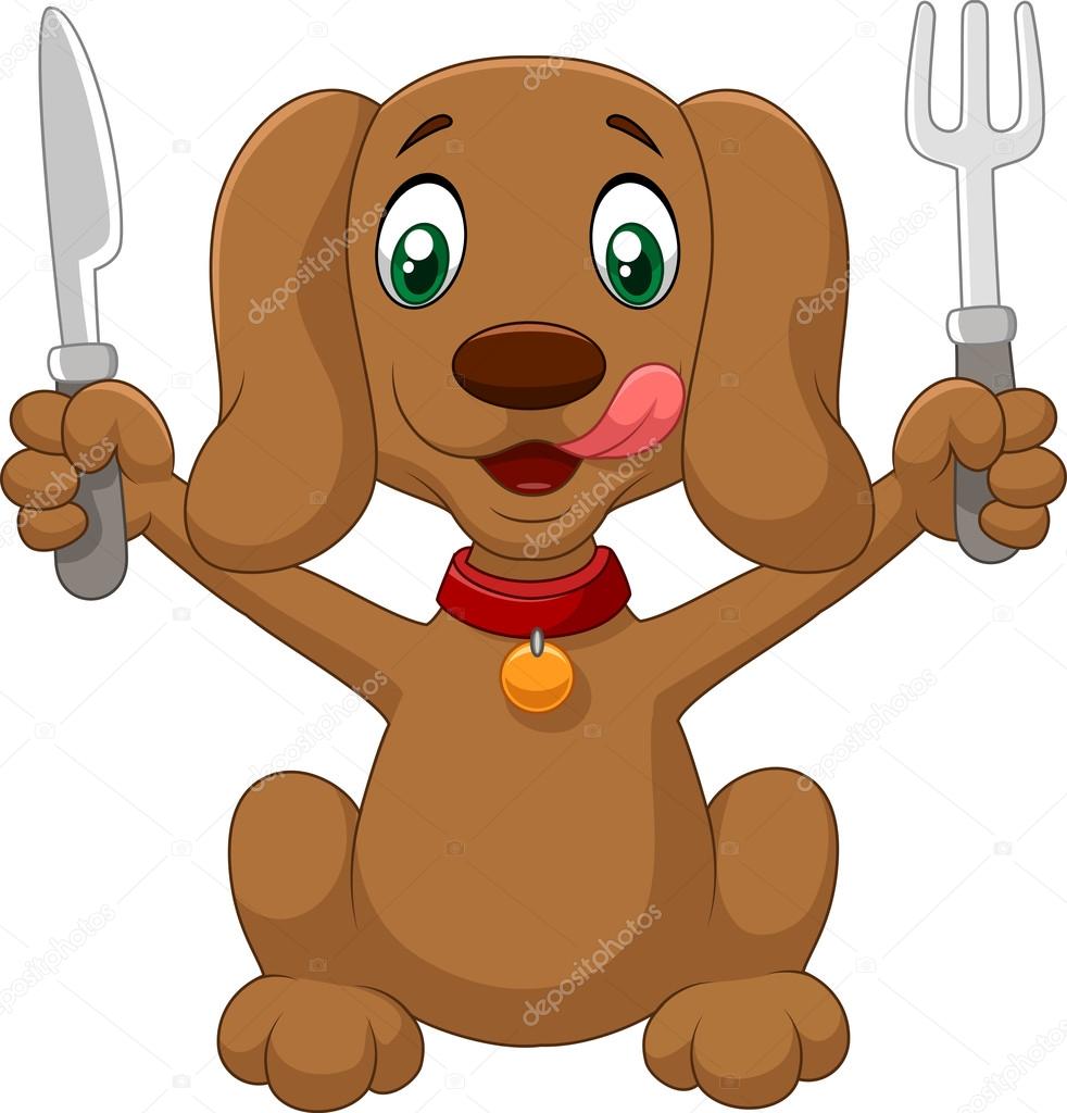 Hambriento perro de dibujos animados está listo para comer 2024