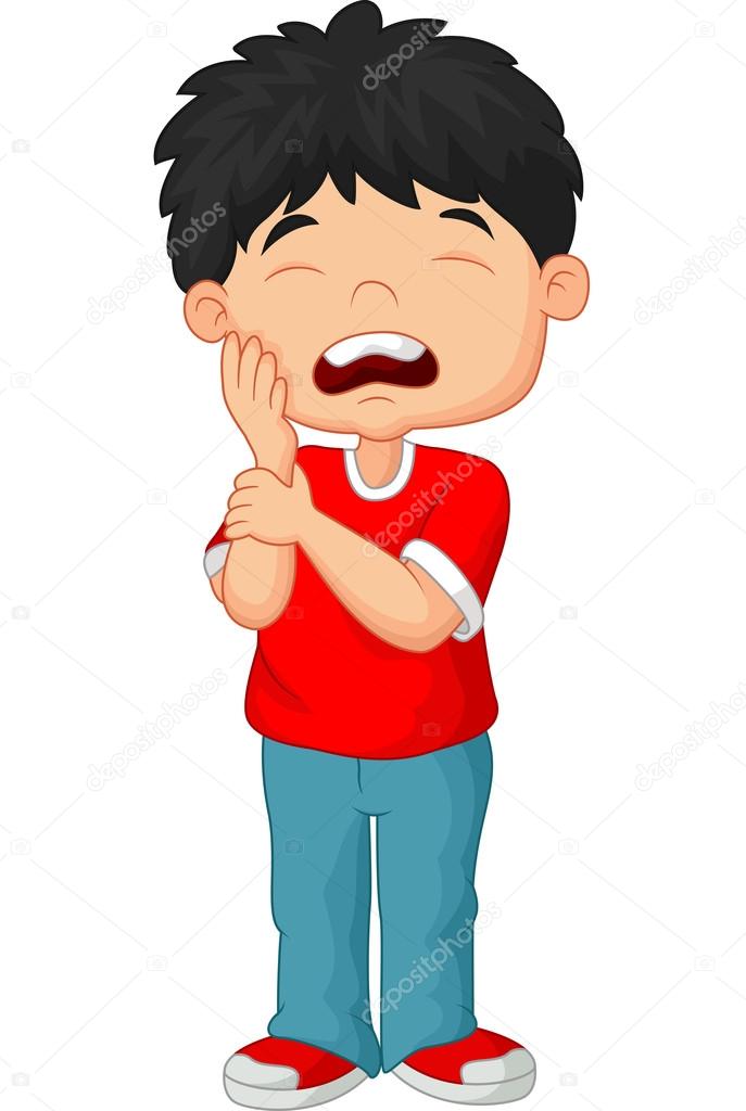 Dibujos animados niño dolor de muelas vector, gráfico vectorial ...