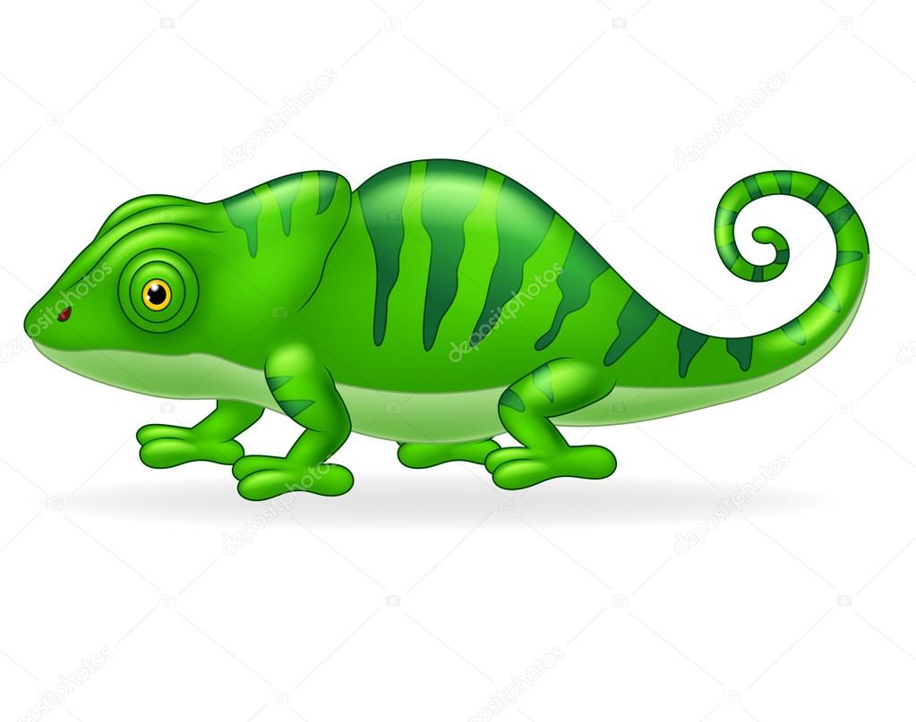 Cartoon cute Chameleon on white background Stock Vector by ©tigatelu ...