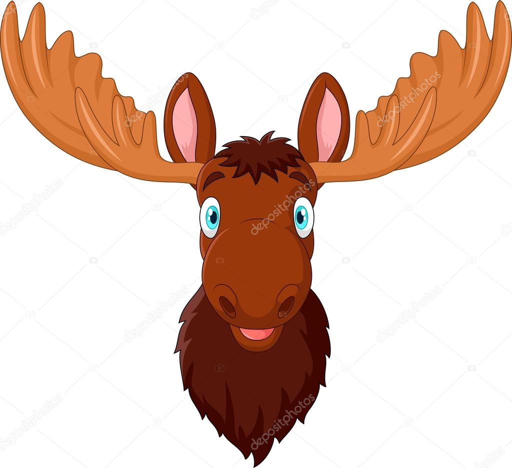 Cabeza de alce de dibujos animados aislada sobre fondo blanco 2022
