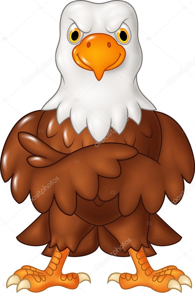 Cartoon funny eagle cartoon posing isolated on white background Stock ...