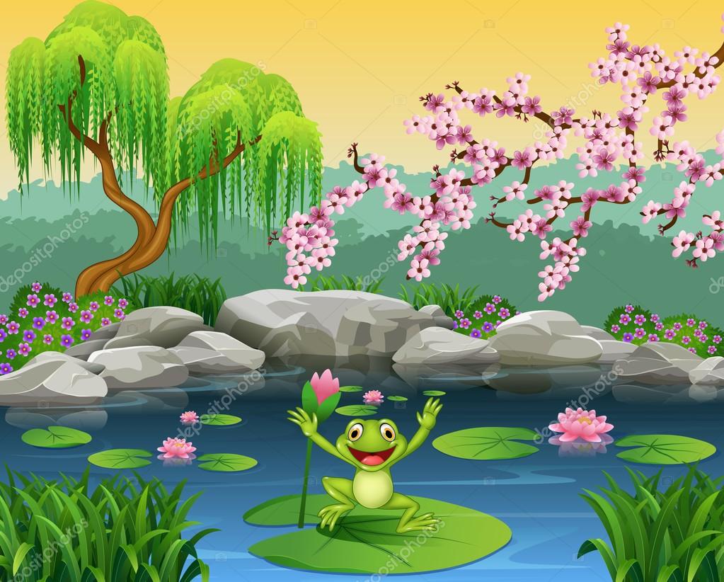 Frog Jumping Into Pond
