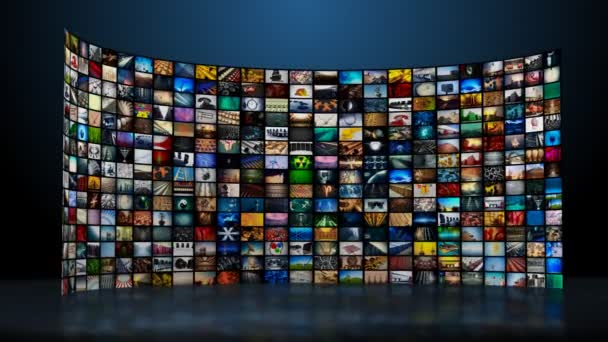 Multichannel curved display of colorful screens — Stock Video ...