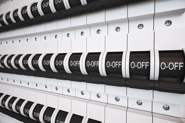 Trip Switch Fuse box. Switches "OFF" position. Electricity Power ...