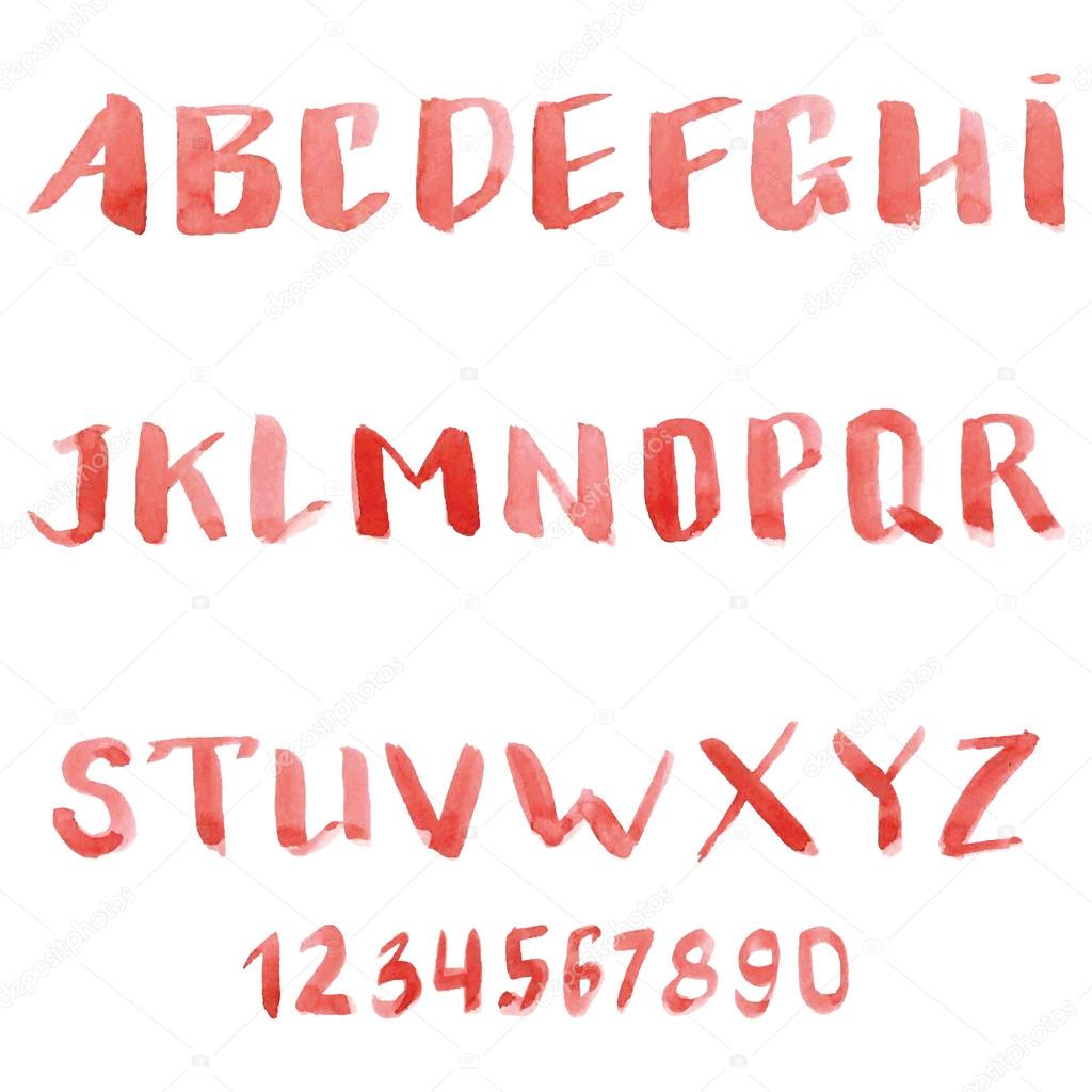 Set of watercolor handwriting font Stock Vector Image by ©volandemorius ...