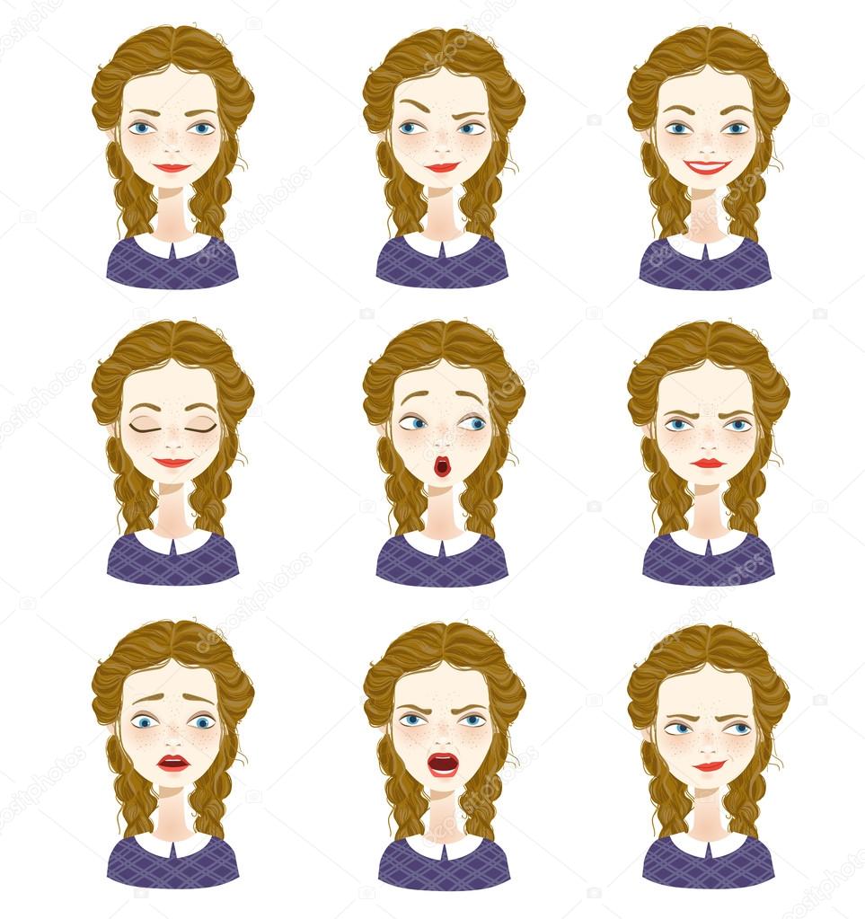 Female avatar expression set Stock Vector Image by ©Salvadorova #107486434
