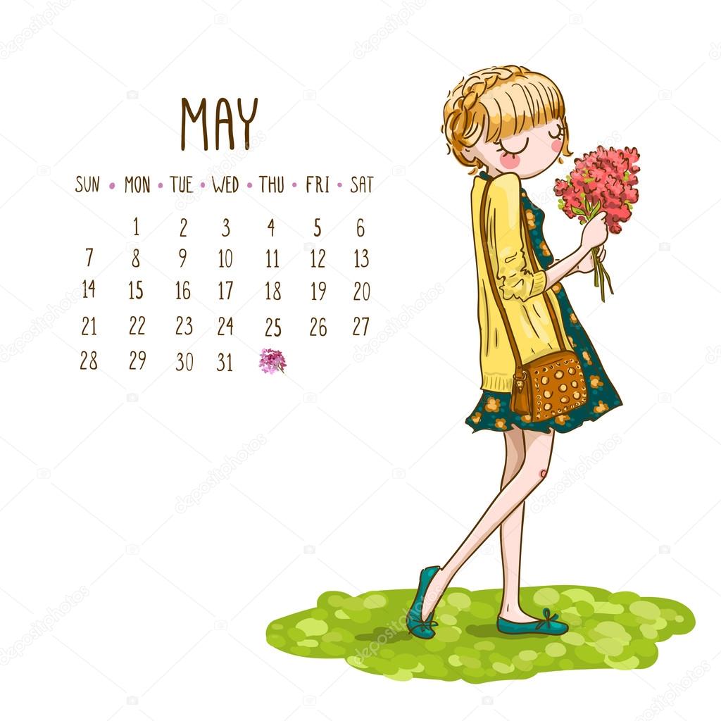 May Calendar Cartoon