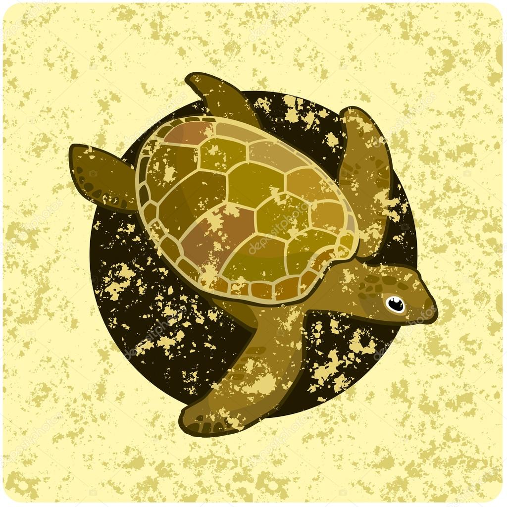 Vintage wallpaper with the image of a turtle Stock Vector Image by ...