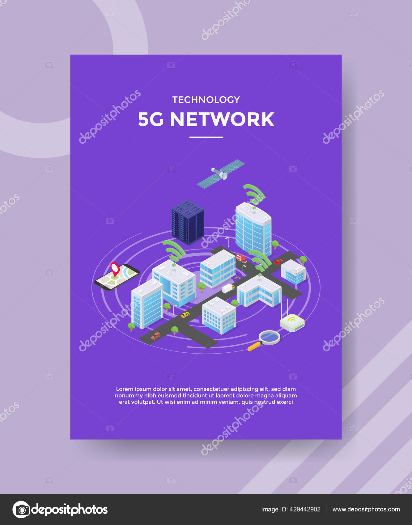 Technology Network Satelitte City Building Server Template Banners ...