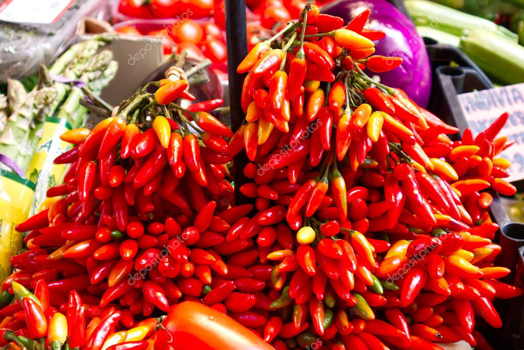 Chiles calabros tradicionales de Soverato. Peperoncino di Soverato. Sur ...