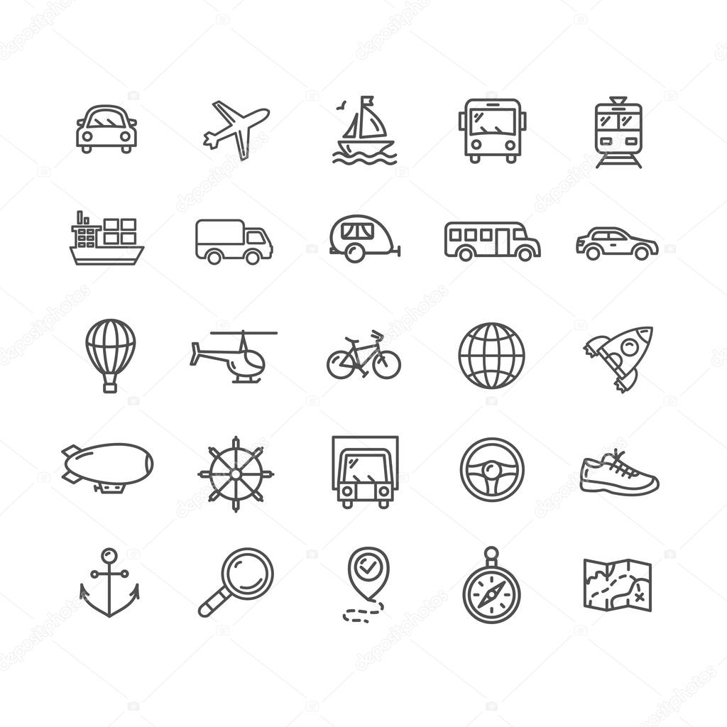 Conjunto de iconos de esquema de transporte. Vector 2024