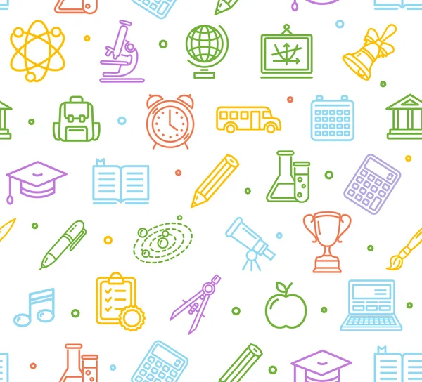 School and educational icons, background, and seamless pattern Stock ...