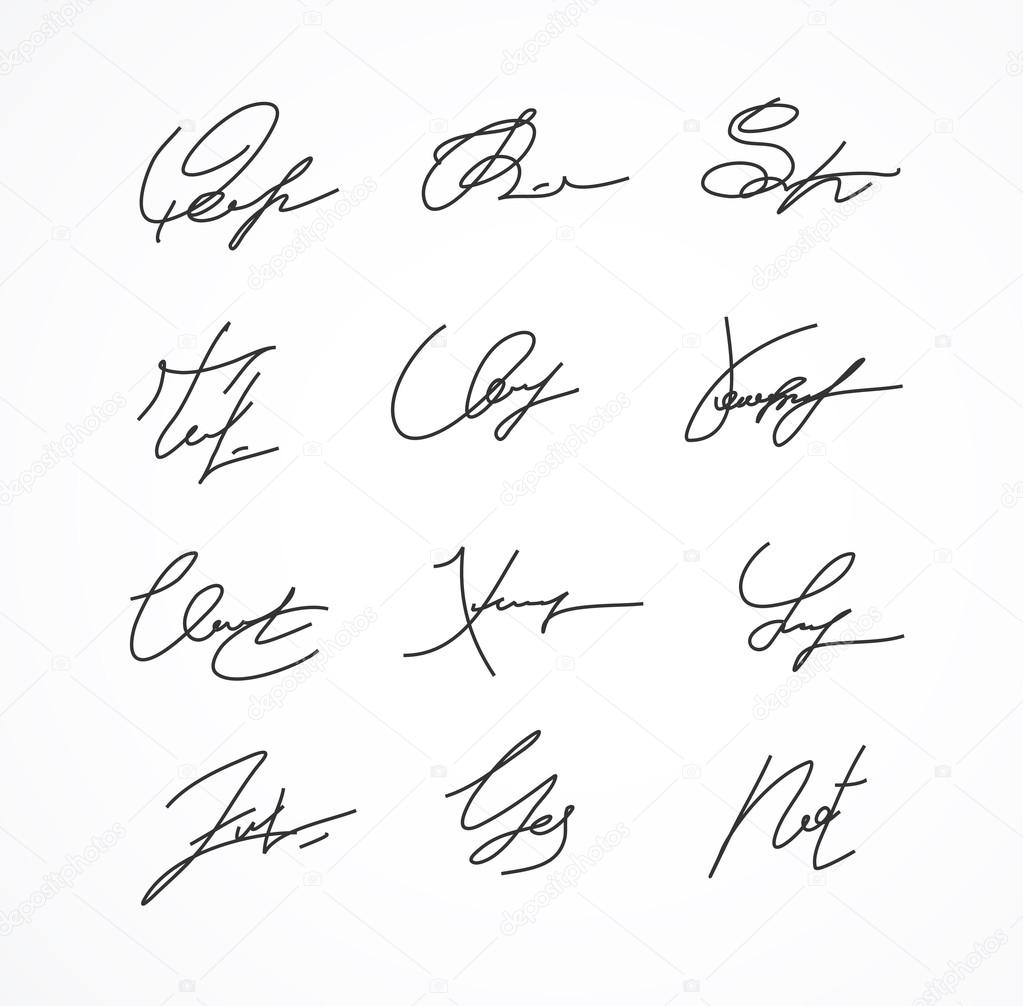Vector Signature fictitious Autograph on white — Stock Vector © mouse ...