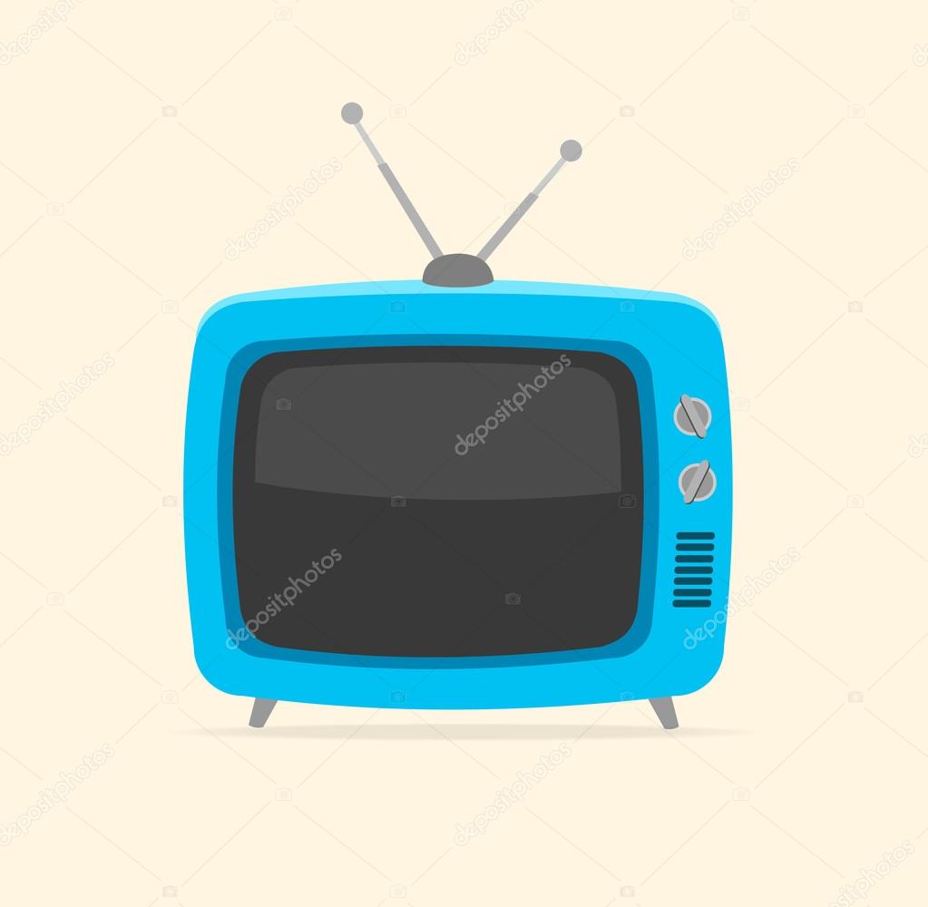 Vector blue retro tv Flat Design Stock Vector Image by ©mouse_md #65415981