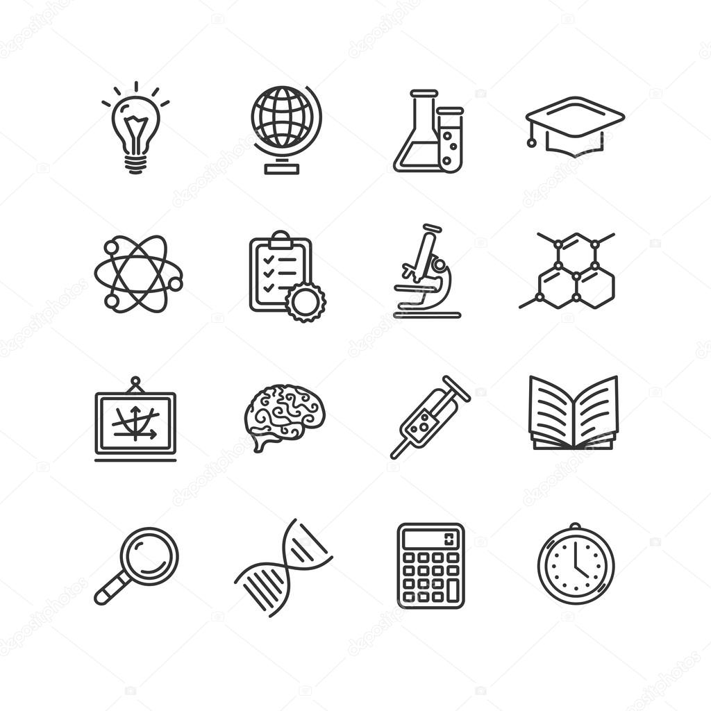 Science Outline Black Icons Set. Vector Stock Vector Image by ©mouse_md ...