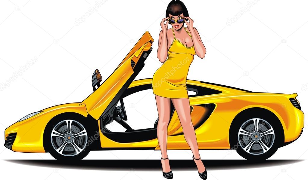 Nice girl and my original designed sport car Stock Vector Image by ...