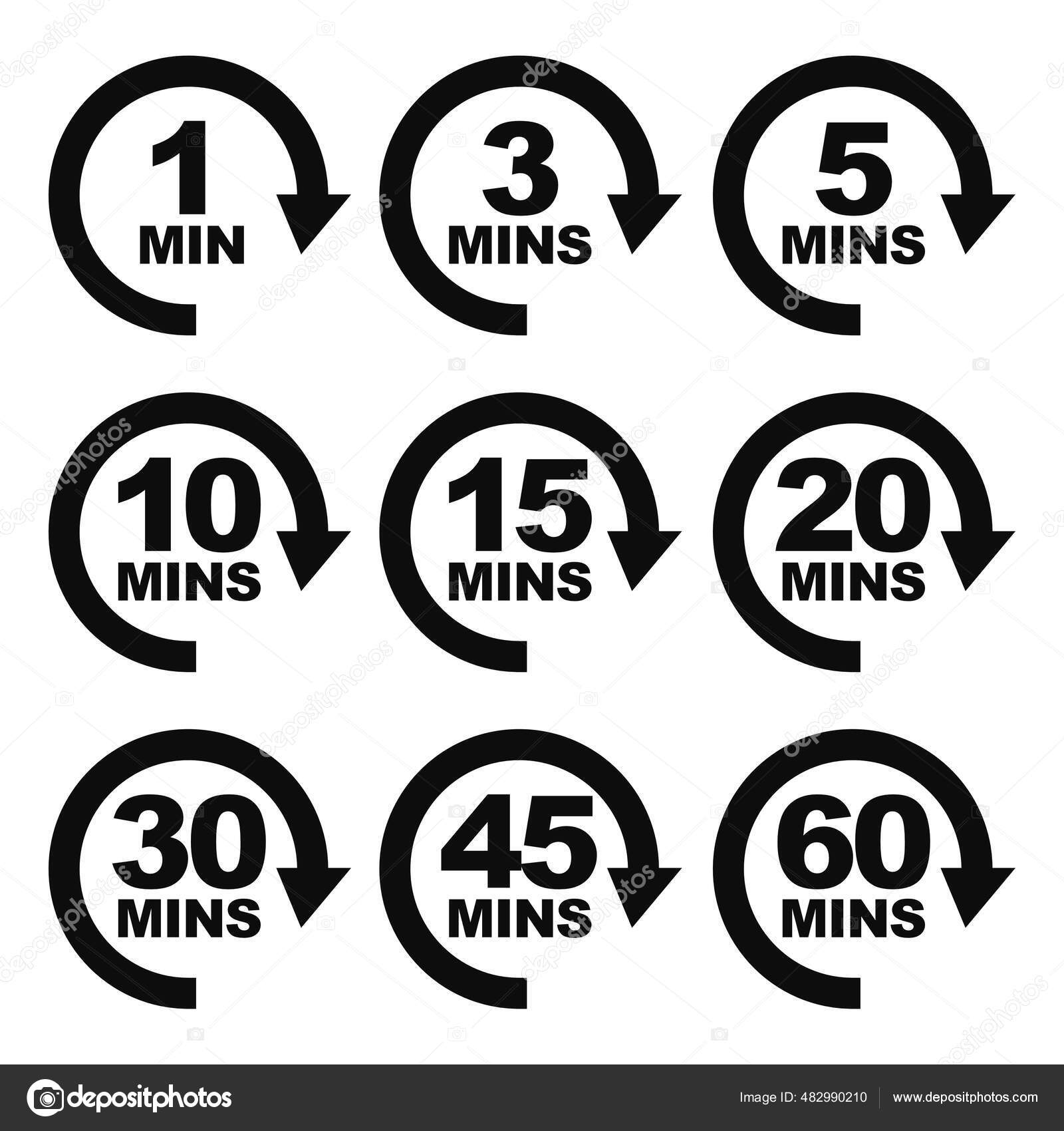 Minute Minutes Service Waiting Time Icon Set Vector Illustration Arrow ...