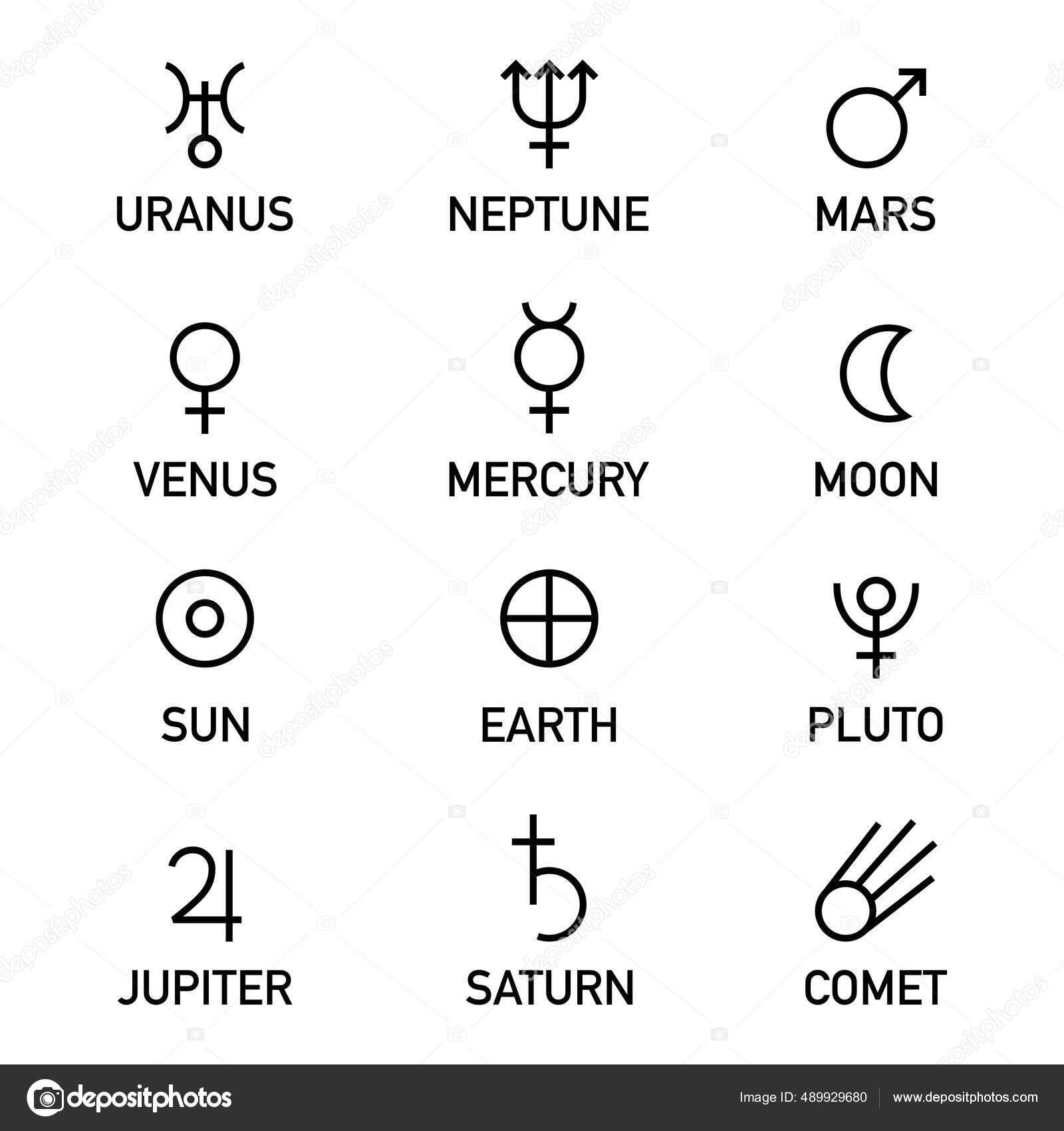 Planetas Símbolos Editable Vector Ilustración Conjunto Aislado Sobre ...